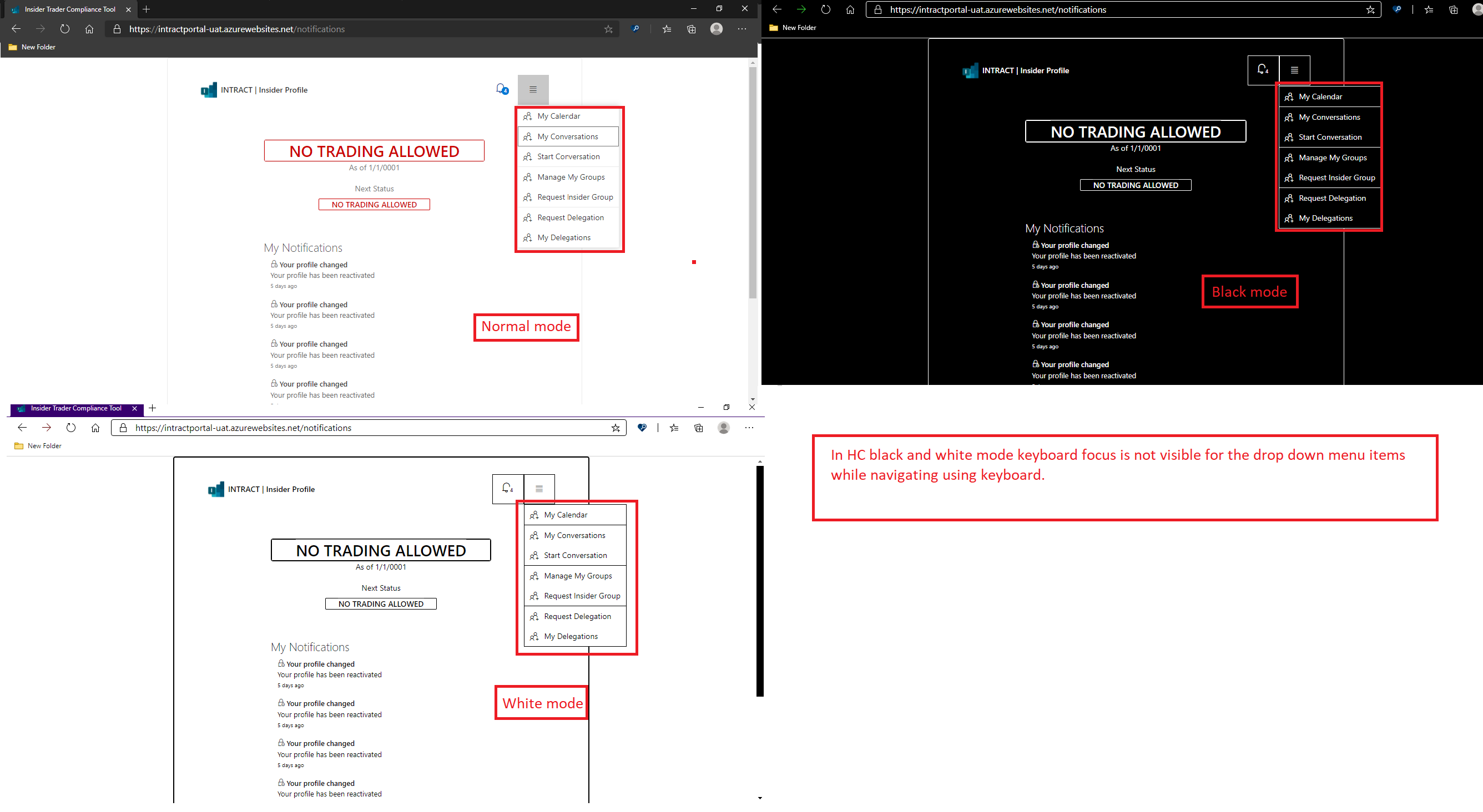 High Contrast Mode In Windows Dropdown Menu Does Not Visibly Show