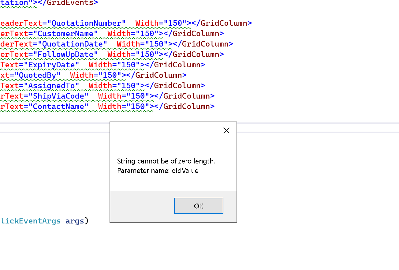 Blazor Code Generator Grid String Cannot Be Of Zero Length In Extension Feedback Portal