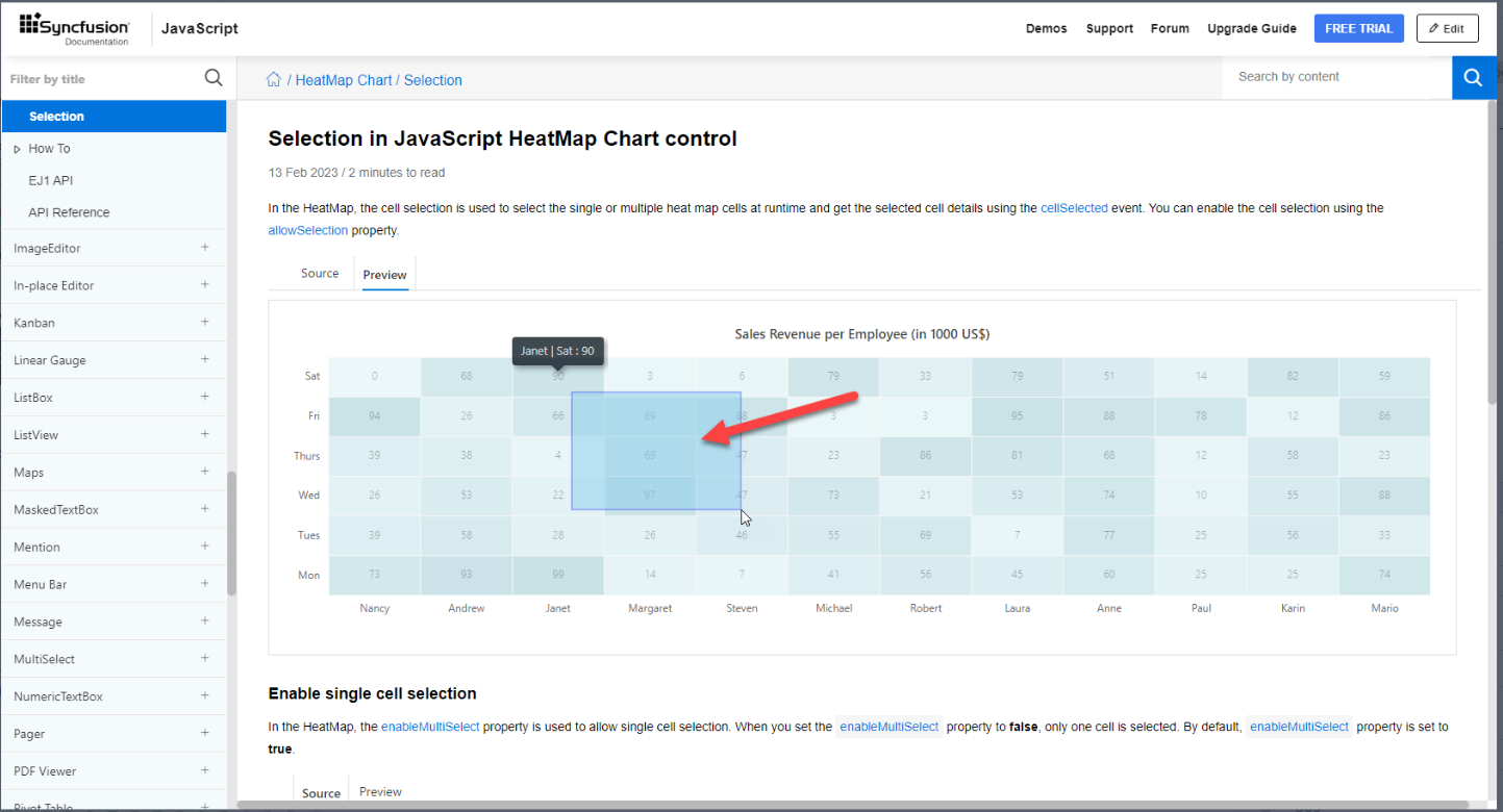 Support for multiple cell selection using drag and drop interaction in the HeatMap component in ...