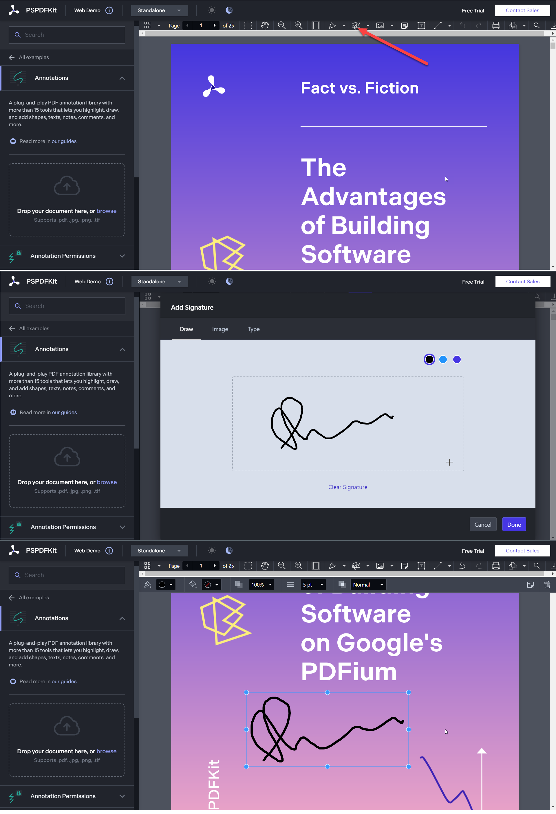 Electronic Signature Placing over a PDF Document inside a viewer in ...