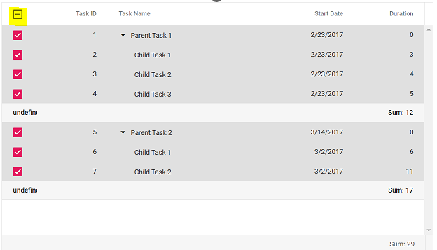 Checkbox Selection Is Not Working Properly While Using The Aggregate In Angular Feedback Portal