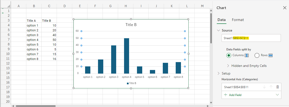 Update The Charts Data Range Based On The Inserted And Deleted Rows And Columns In Javascript