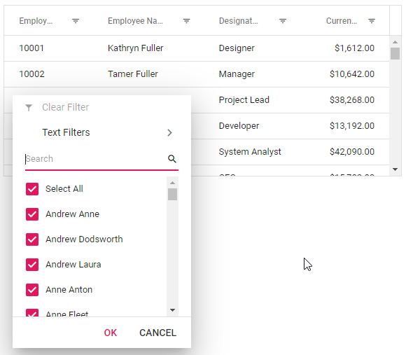 DataGrid column filter is positioned partly out of screen when there is no space in bottom in ...
