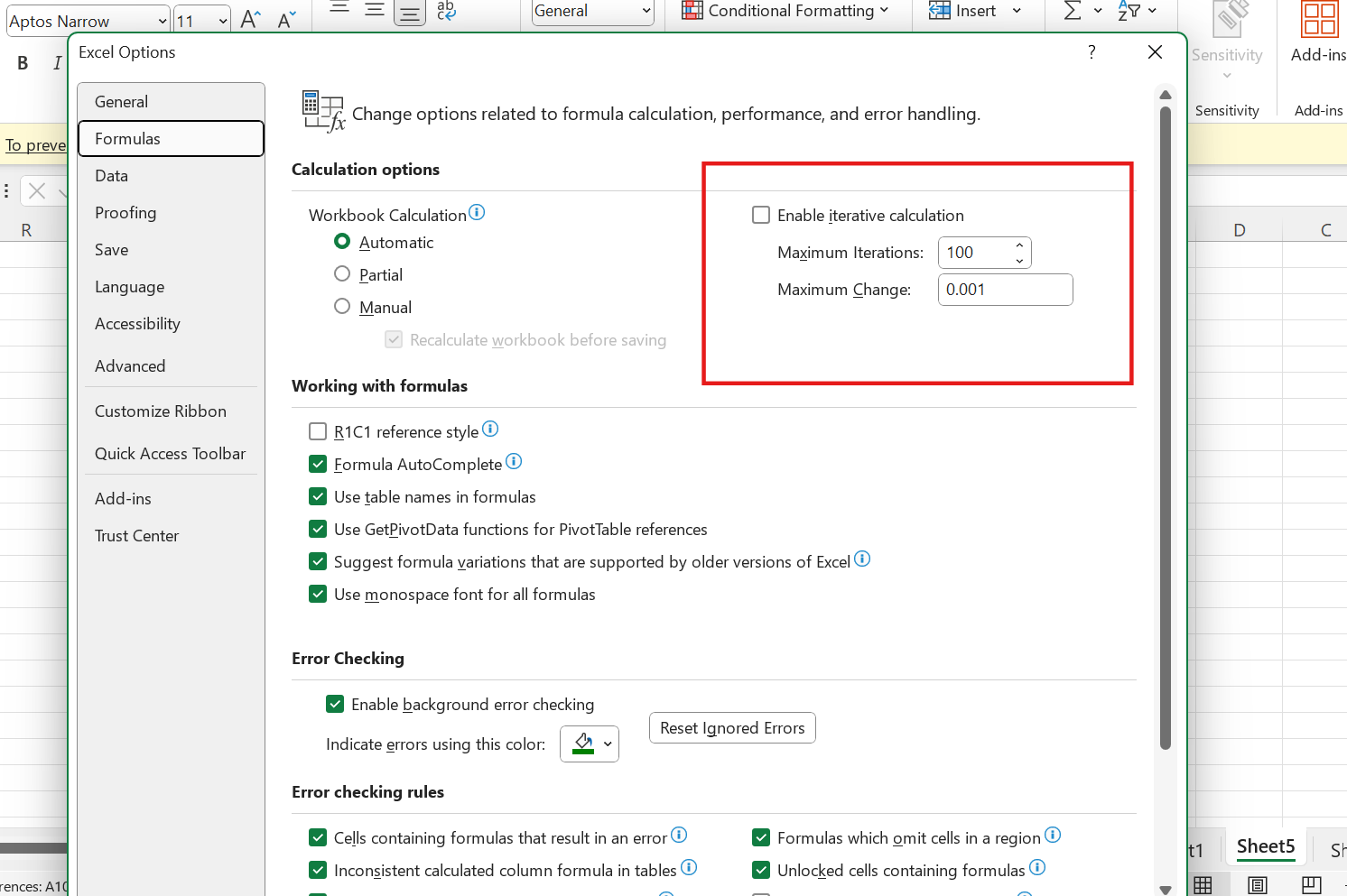 Enabling iteration option or displaying dialog box while circular ... Enabling iteration option or displaying dialog box while circular ...